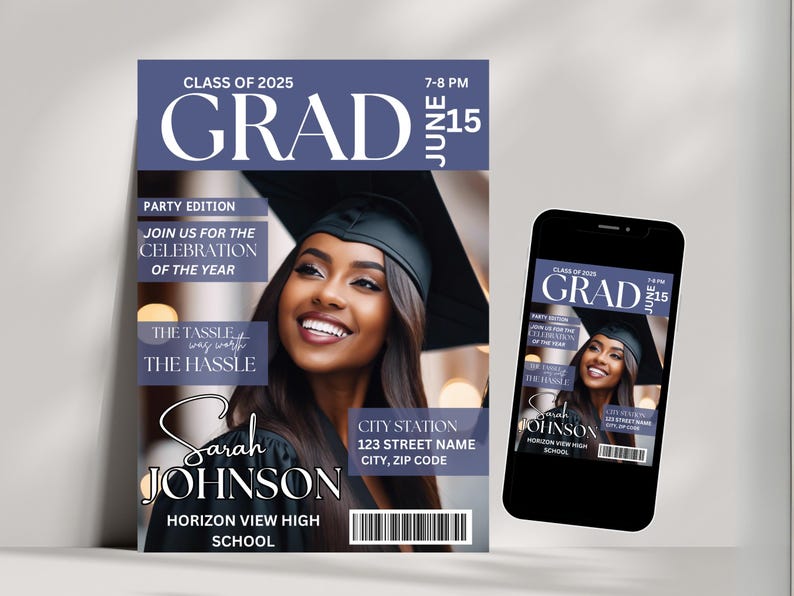 Magazine Cover Graduation Invitation Template, Printable Graduation ...