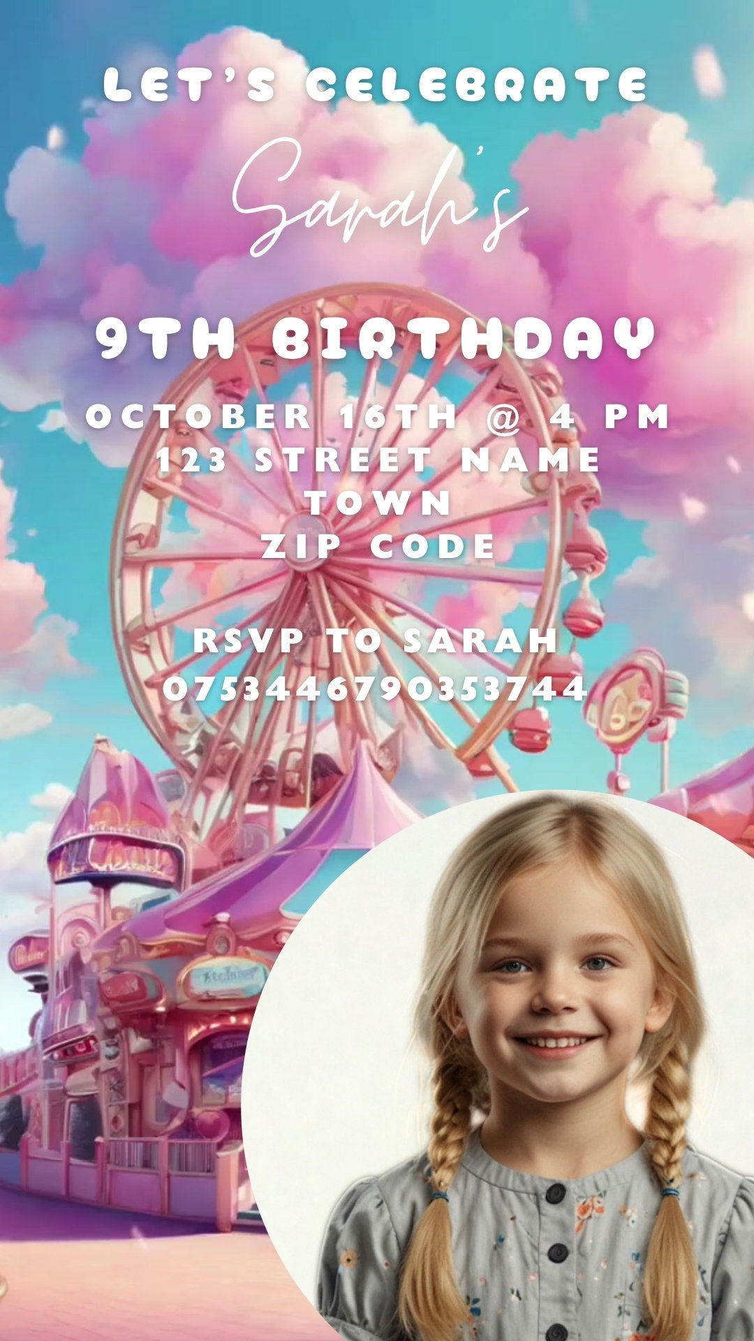 Animated Amusement Park Birthday Party Invitation Video, Photo ...