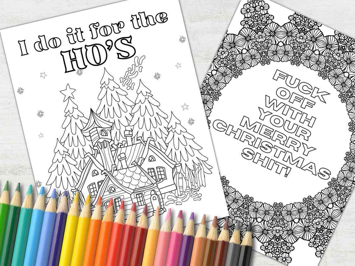 10 Rude Christmas Coloring Pages With Swear Words for Adults, Obscene ...