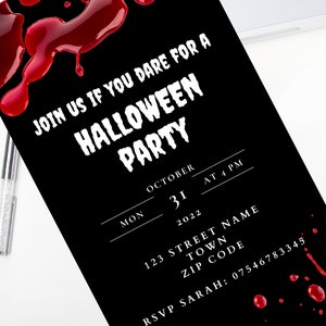 Blood Themed Halloween Party Invitation Digital Download - Etsy