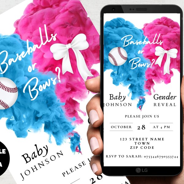 Baseball Gender Reveal Invitation - Etsy