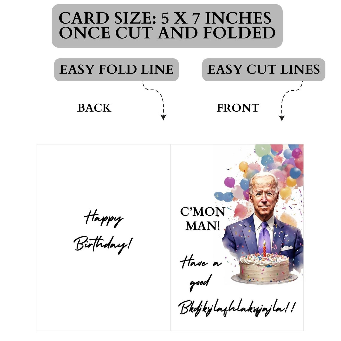 C'mon Man, Funny Joe Biden Birthday Card, Digital Download, Printable ...