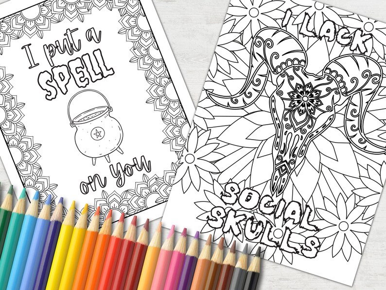 10 Printable Halloween Coloring Pages for Adults With Fun Quotes ...
