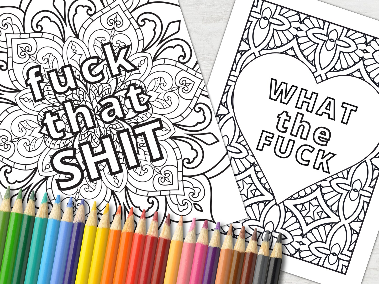 10 Adult Coloring Pages, Funny Rude Swear Words, Offensive Printable ...