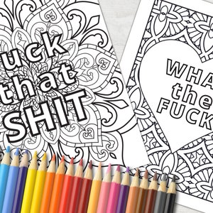 10 Adult Coloring Pages, Funny Rude Swear Words, Offensive Printable ...