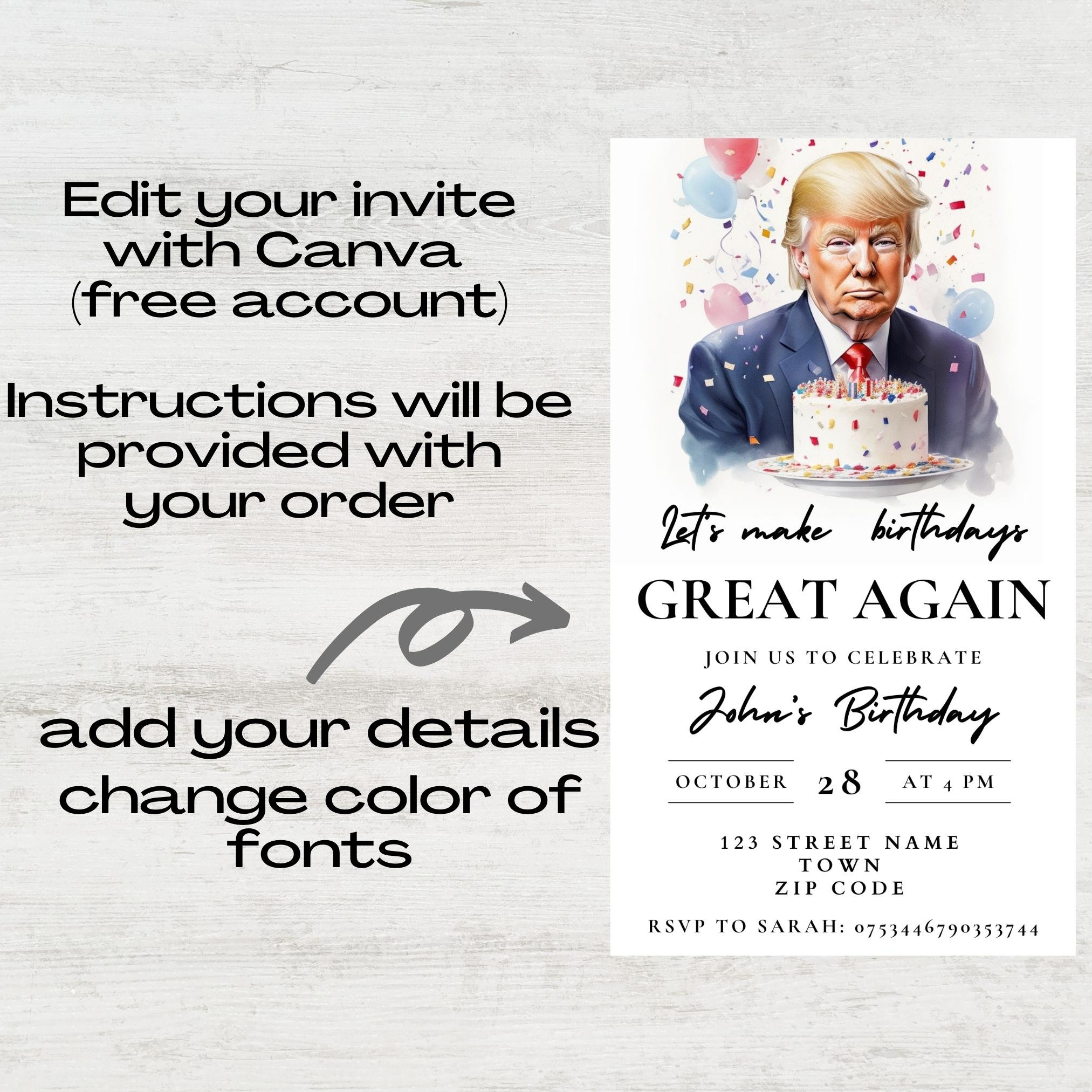 Let's Make Birthdays Great Again, Funny Trump Birthday Invitation ...