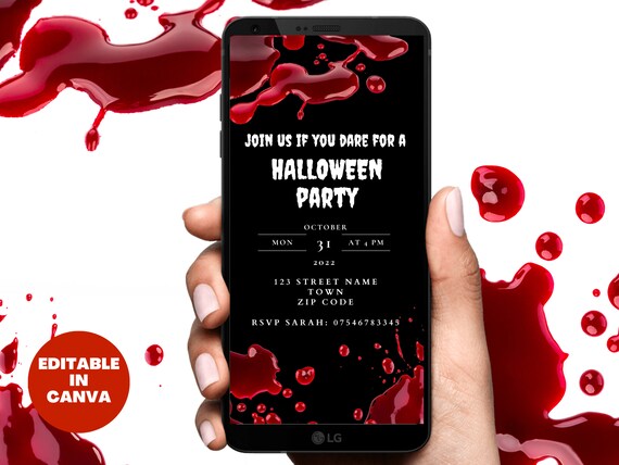 Blood Themed Halloween Party Invitation Digital Download - Etsy