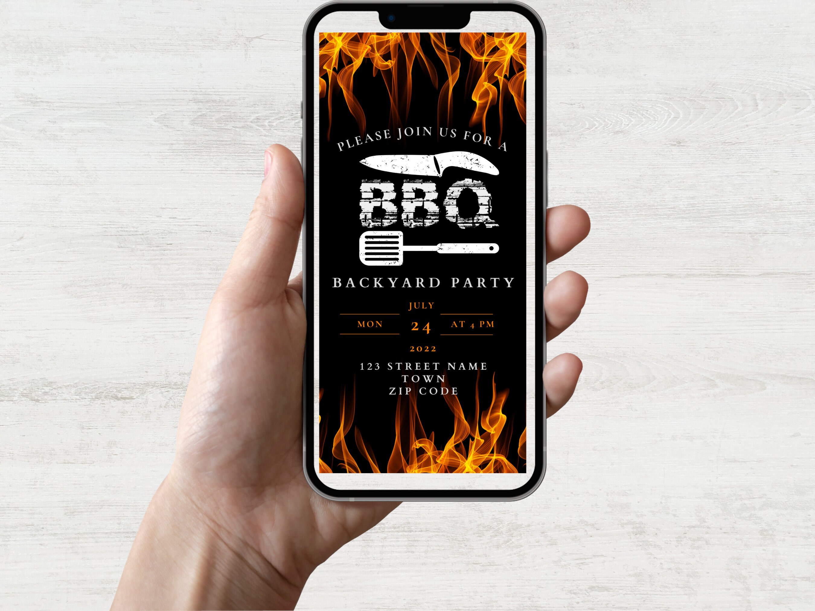 BBQ Invite, Barbecue Invitation, Electronic Flame Grill Evite for ...