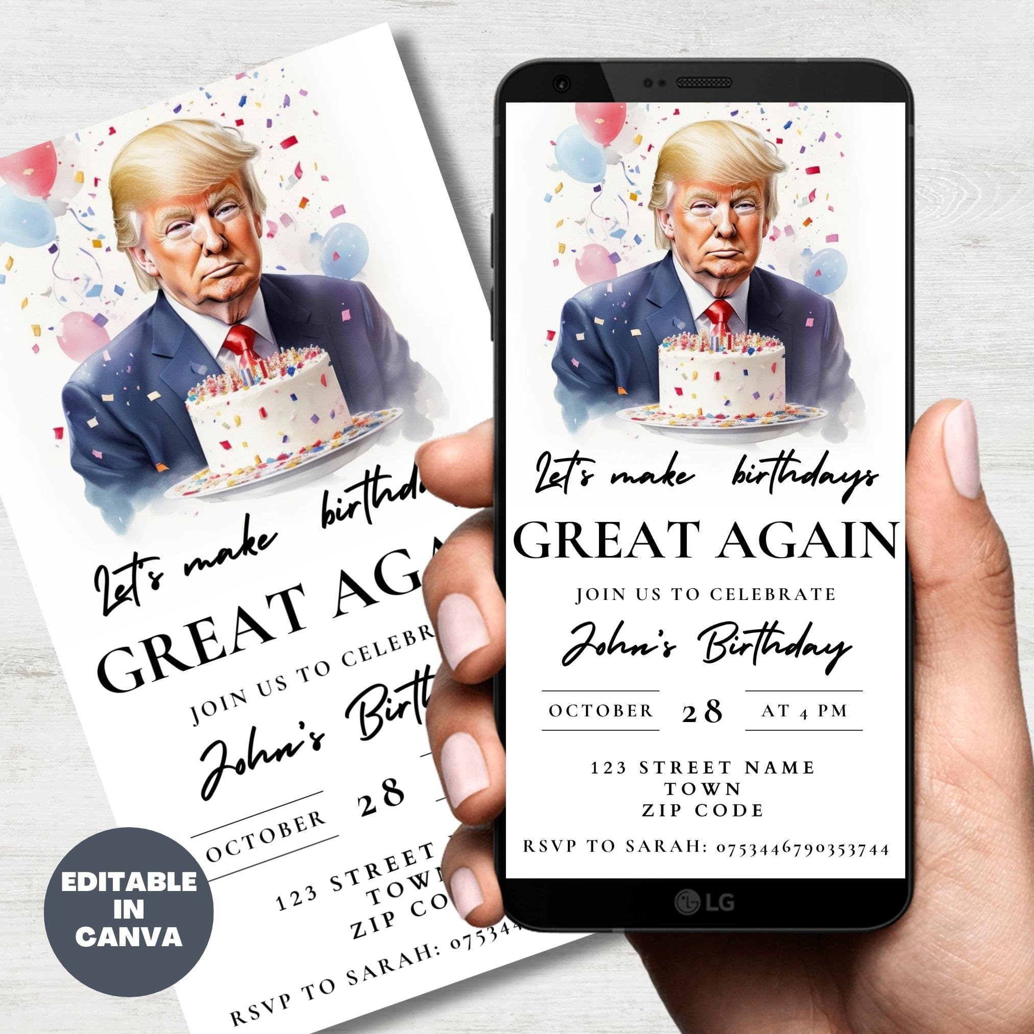 Let's Make Birthdays Great Again, Funny Trump Birthday Invitation ...