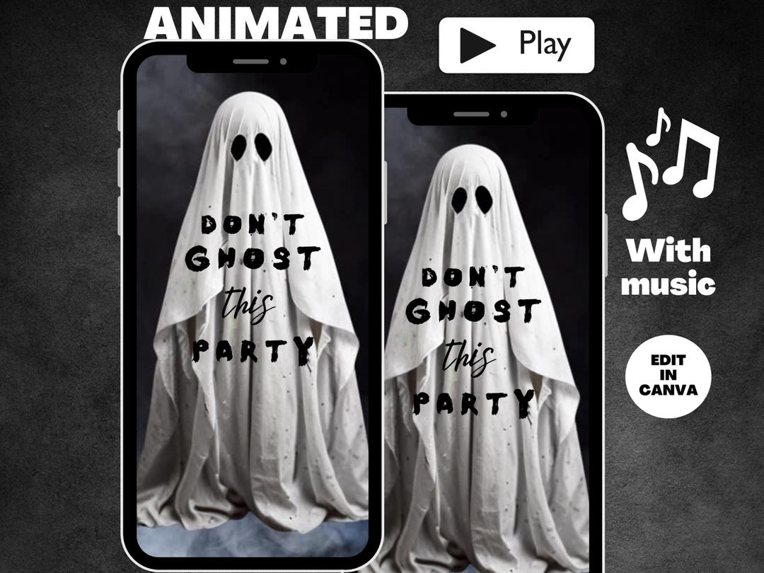 Animated Horror Halloween Invitation Template, Don’t Ghost This Party ...