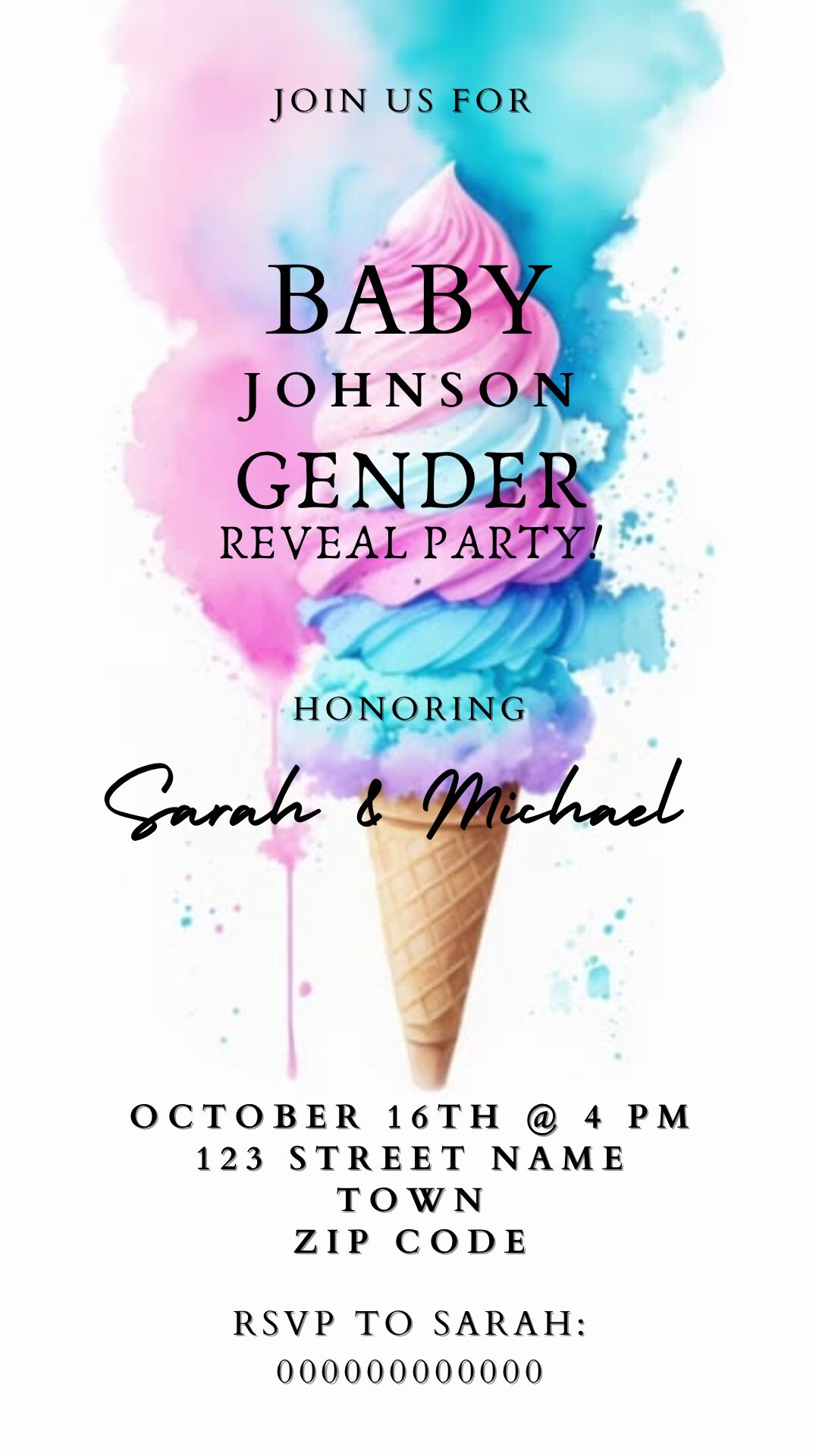 Animated Whats the Scoop Ice Cream Gender Reveal Invitation Video ...