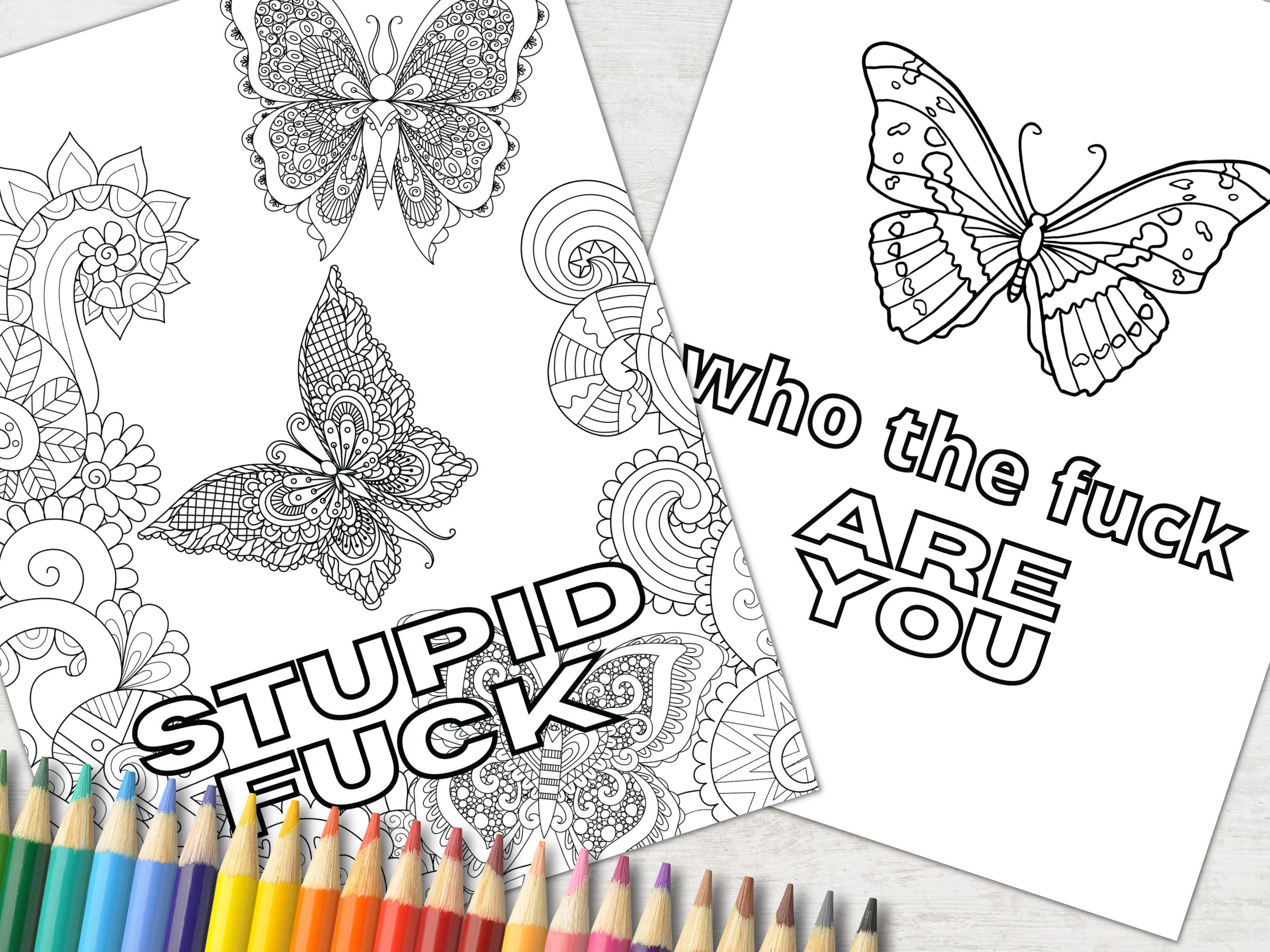10 Adult Coloring Pages, Funny Rude Swear Words, Offensive Printable ...