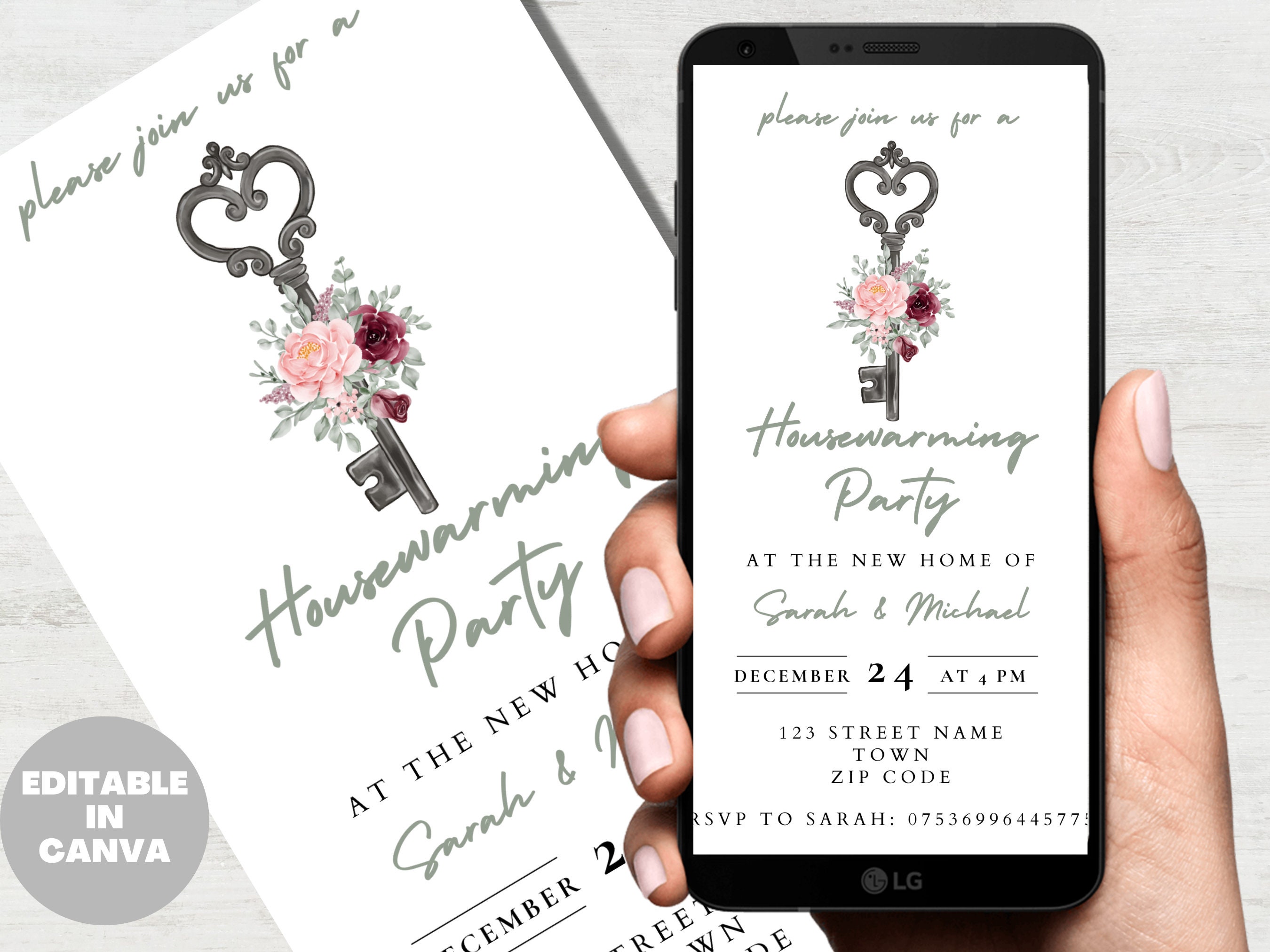 Key Themed Housewarming Invitation Template Digital Download - Etsy