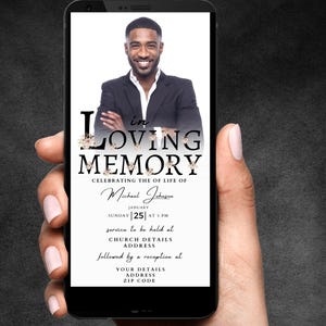 In Loving Memory Funeral Invitation With Photo, Celebration of Life ...
