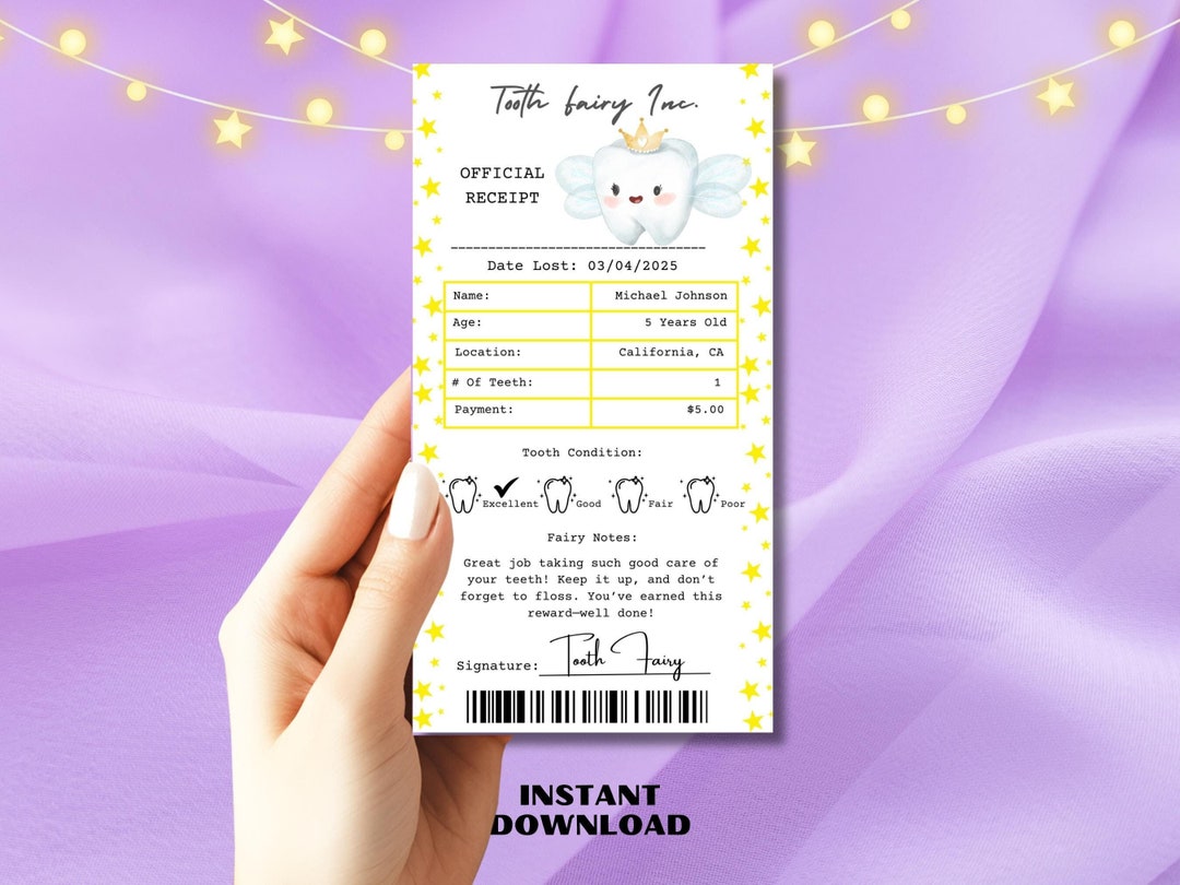 Tooth Fairy Receipt Template, Editable Tooth Fairy Letter, Printable ...