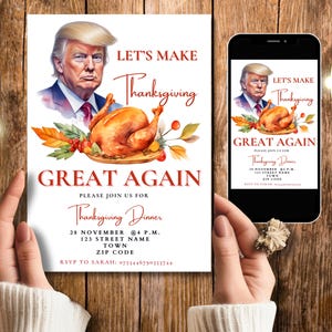 Funny Political Thanksgiving Invitation Template, Donald Trump ...
