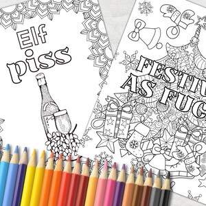 10 Rude Christmas Coloring Pages With Swear Words for Adults, Obscene ...