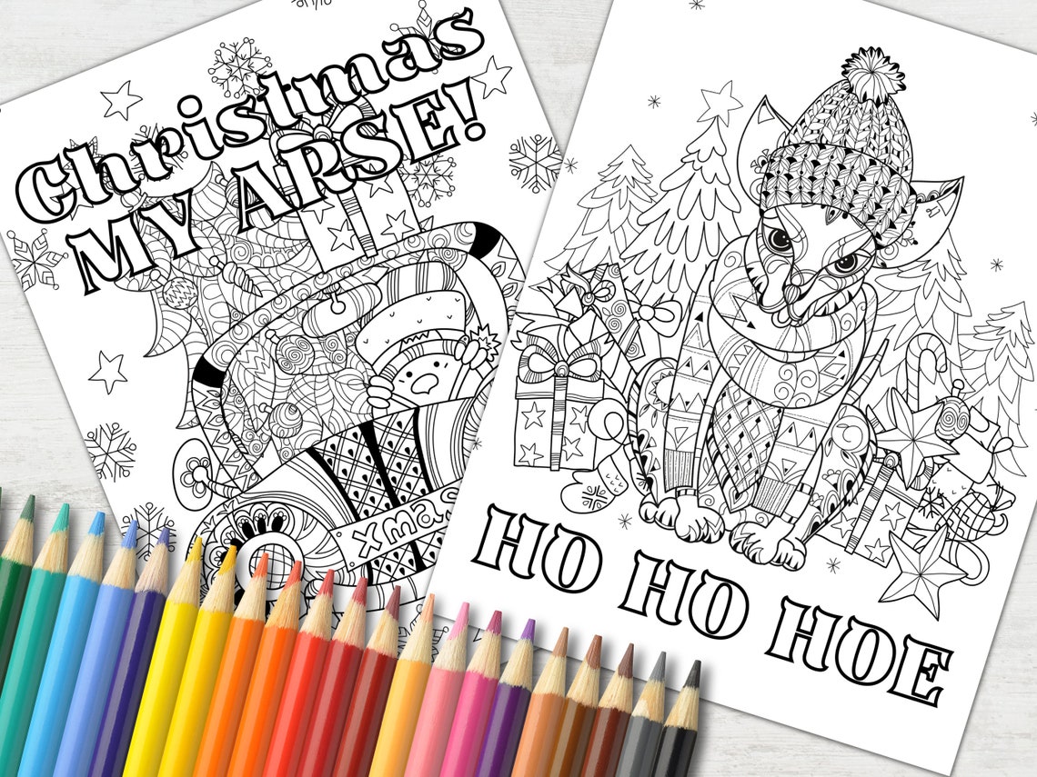 10 Rude Christmas Coloring Pages With Swear Words for Adults, Obscene ...