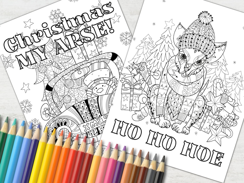10 Rude Christmas Coloring Pages With Swear Words for Adults, Obscene ...