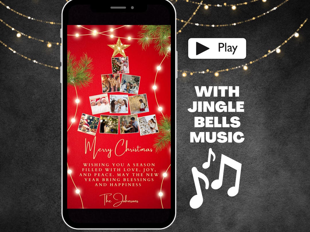 Animated Christmas Tree Holiday Greeting Card Template, Christmas ...