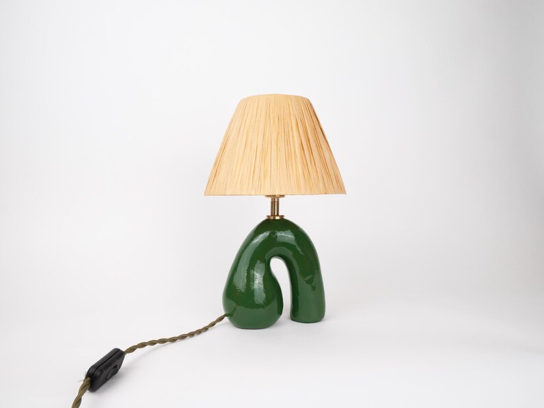 Handmade Glossy Green Ceramic Lamp: Modern Designer Lighting - Etsy