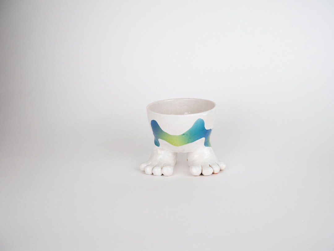 Ceramic Bowl With Ombre Wave Pattern Funky Stoneware Bowl, Cute Hand ...