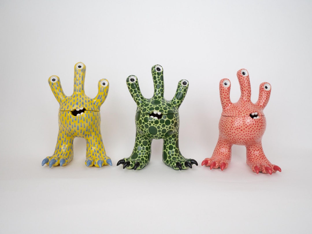 Billie Monster Pot Funky Ceramic Pot, Original Hand-painted Trinket Pot ...