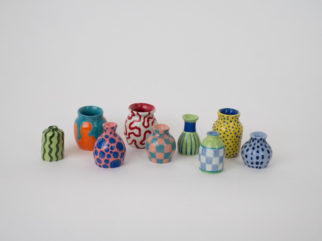 Mini Bud Vase With Original Design Tiny Handmade Ceramic Vase, Funky ...