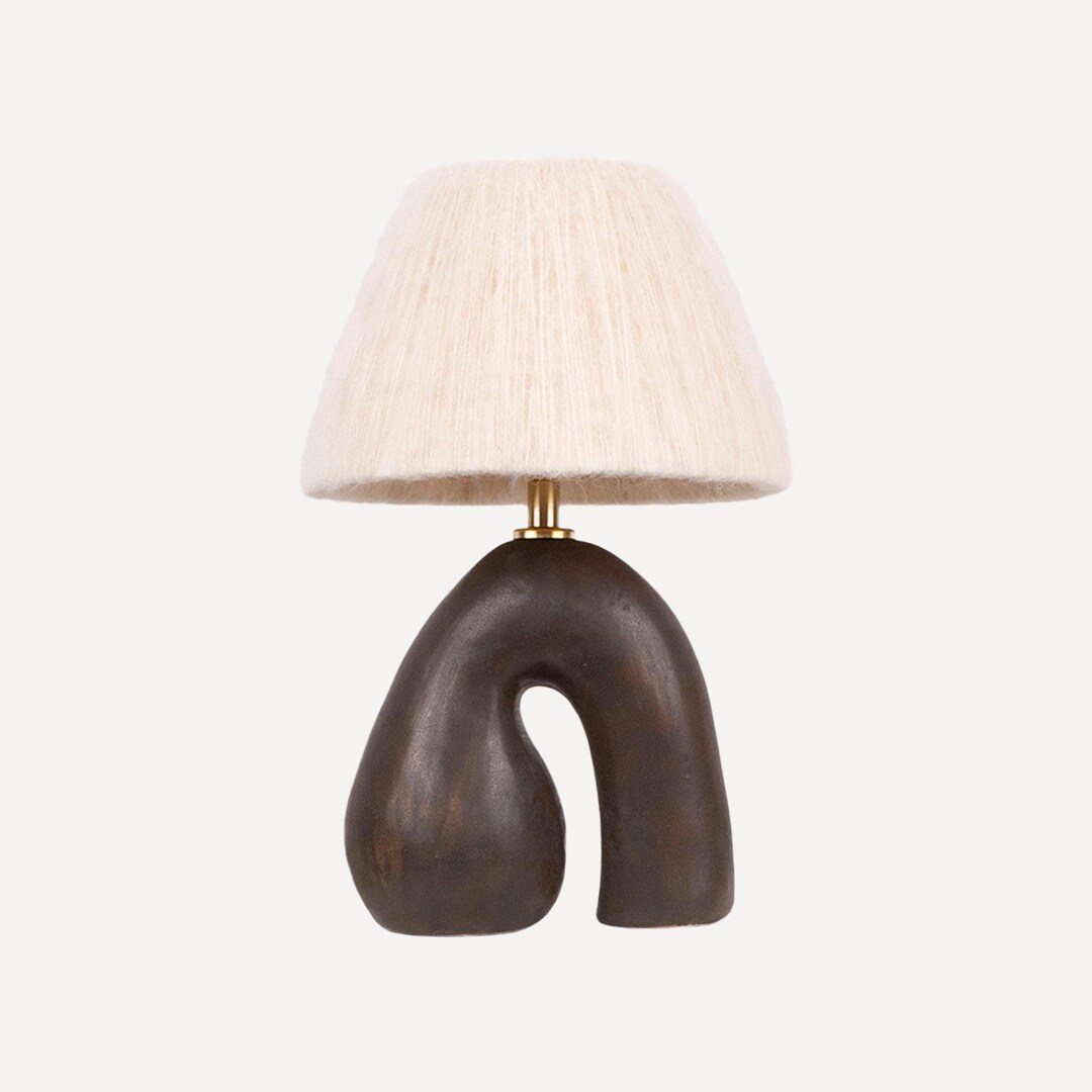 Satin Brown/ Black Ceramic Lamp, Handmade Table Lamp, Mix and Match ...