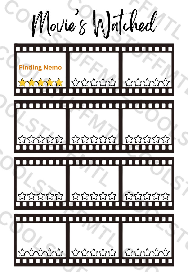 Movie Tracker - A5 Journal Page - Printable Tracker - Movie Log - Movie ...
