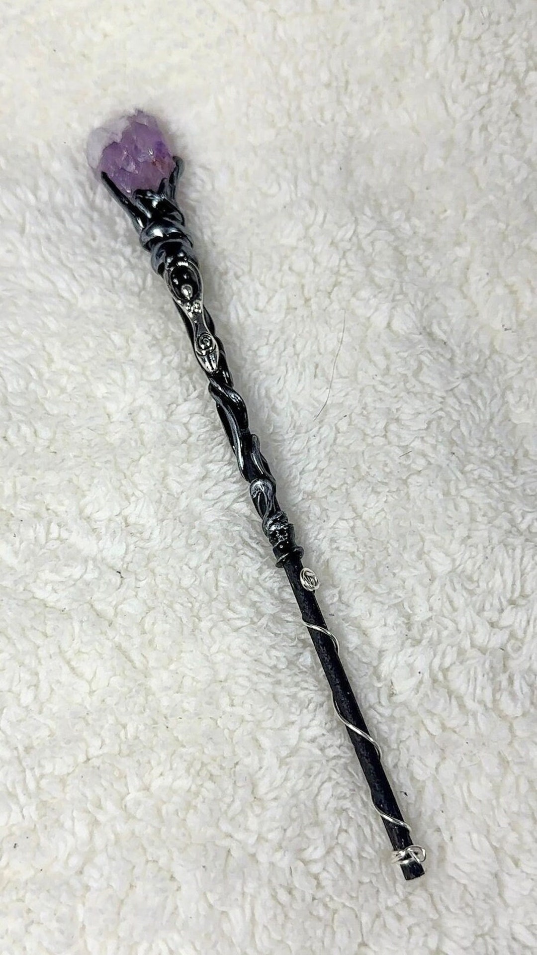 Handmade Amethyst Witch Wand With Goddess Charm (15cm) - Etsy