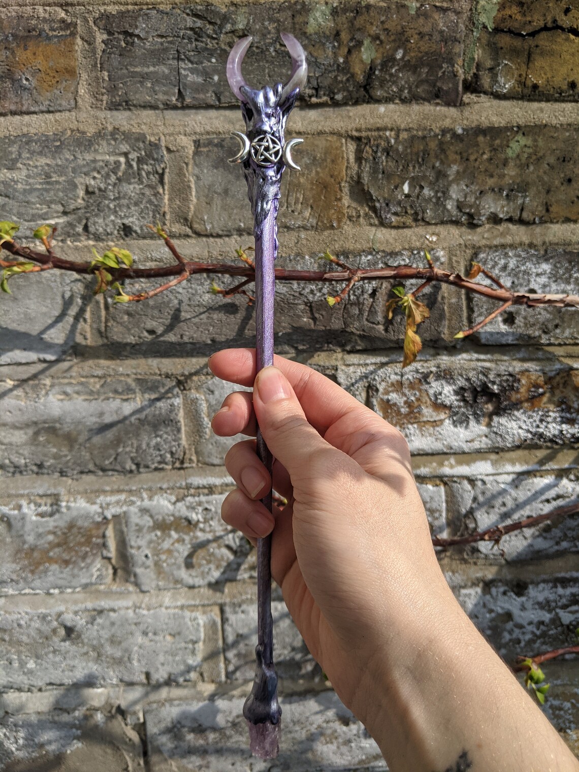 Amethyst Moon Wand Amethyst Wand Triple Moon Triple Moon - Etsy