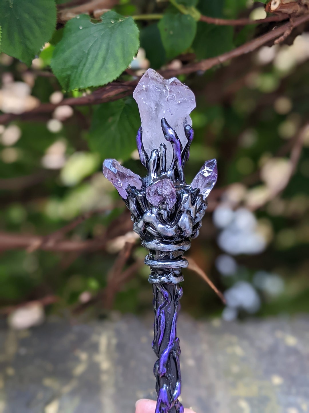 Amethyst Wand, Raw Amethyst Points, Crystal Wand, Purple Wand, Witch ...