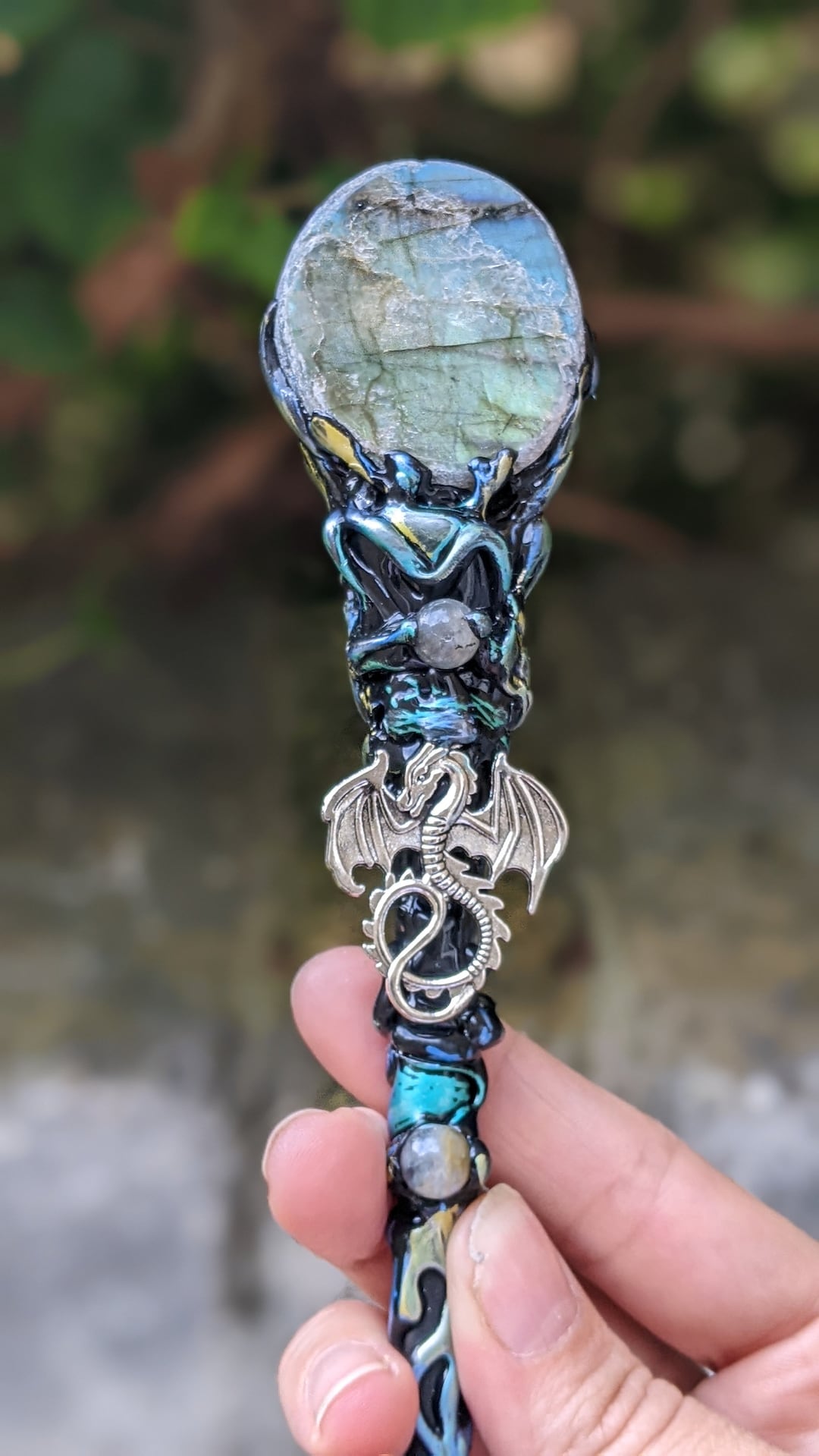 Labradorite Wand, Dragon Wand, Dragon Egg Wand, Witch Wand, Flashy ...