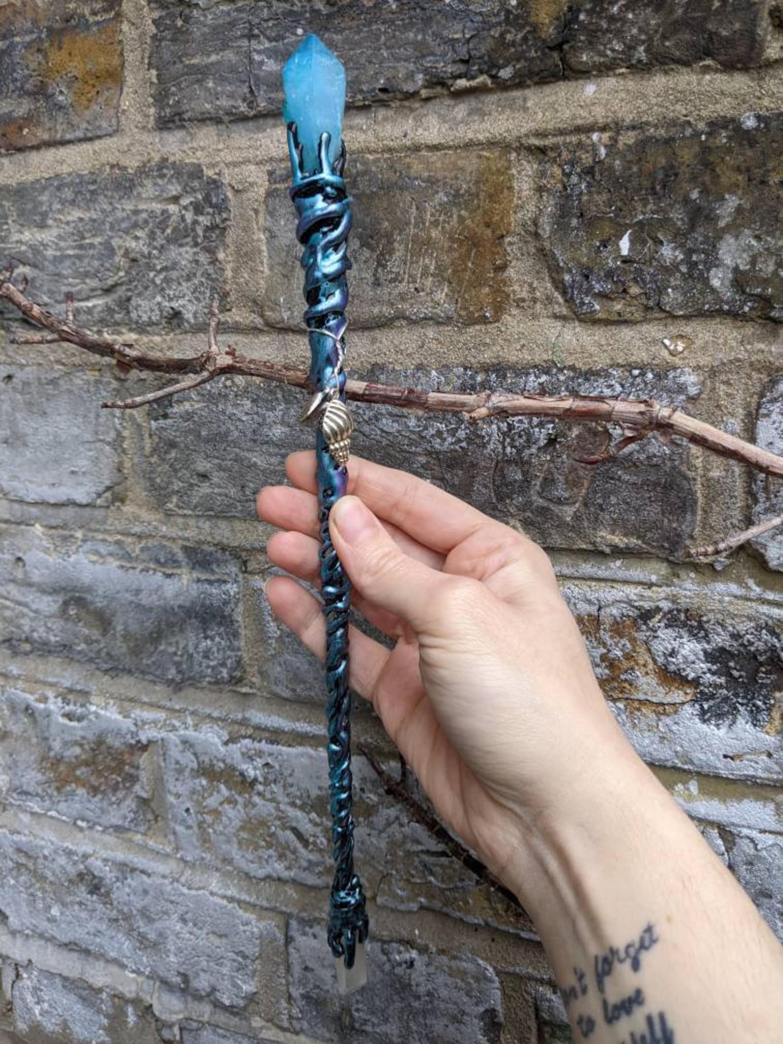 Mermaid Wand, Sea Witch Wand, Blue Aura Coated Wand, Blue Wand, Sea ...