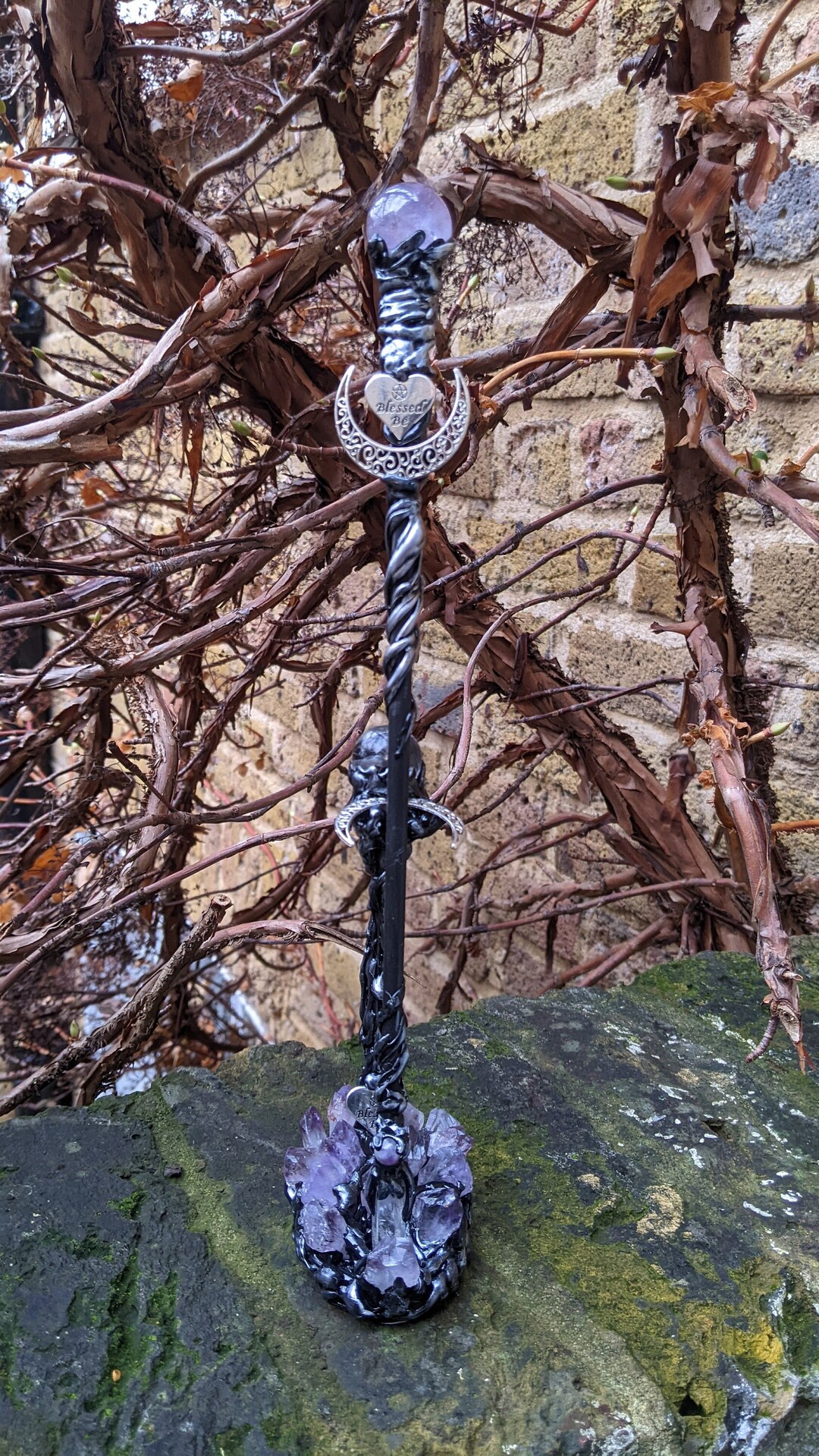 Amethyst Wand and Holder Wand Holder Amethyst Sphere Wand - Etsy