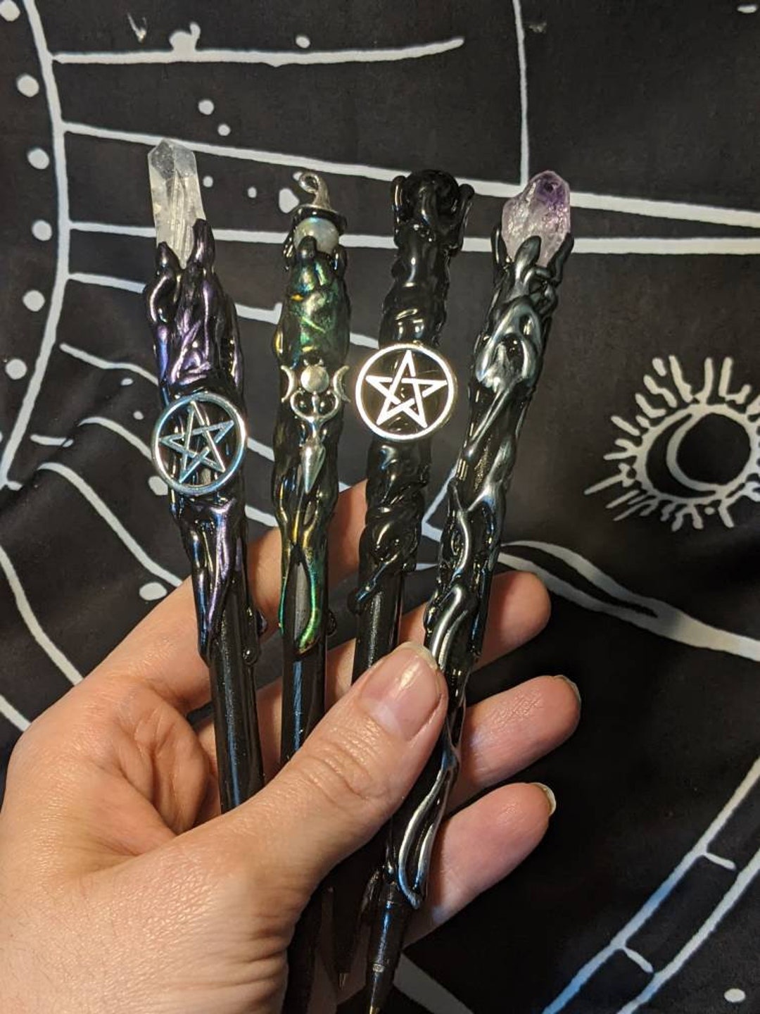 Wand Pen, Pen Wand, Manifestation Pen, Witch Stationary, Amethyst Pen, Black Obsidian Pen ...