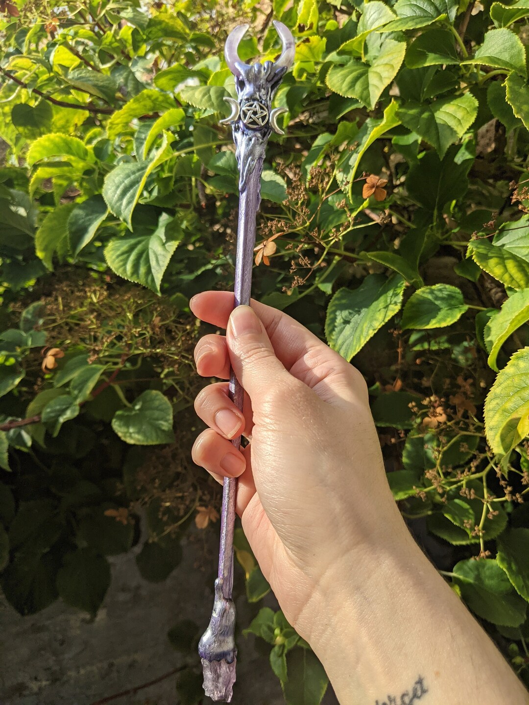 Amethyst Moon Witch Wand: Handmade Triple Moon Altar Tool - Etsy