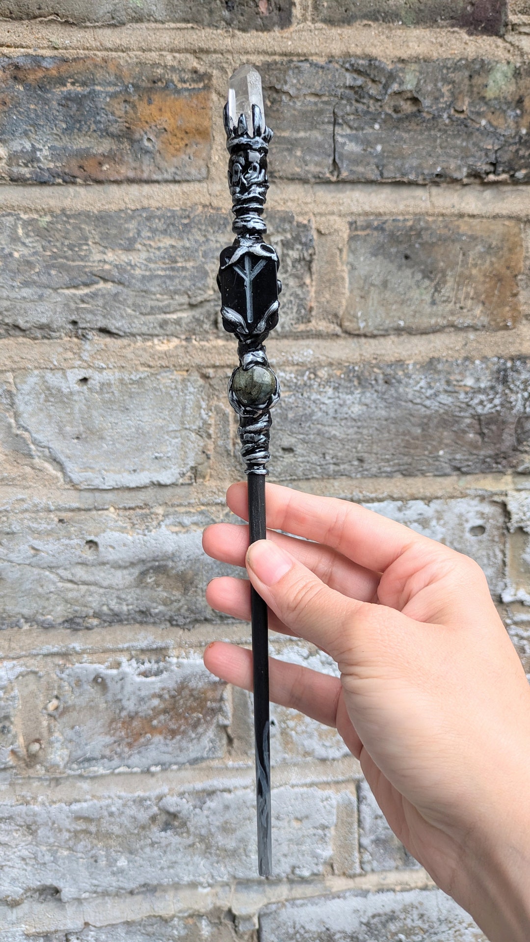 Witch Wand, Crystal Wand, Viking Wand, Rune Wand, Handmade Wand, Silver ...