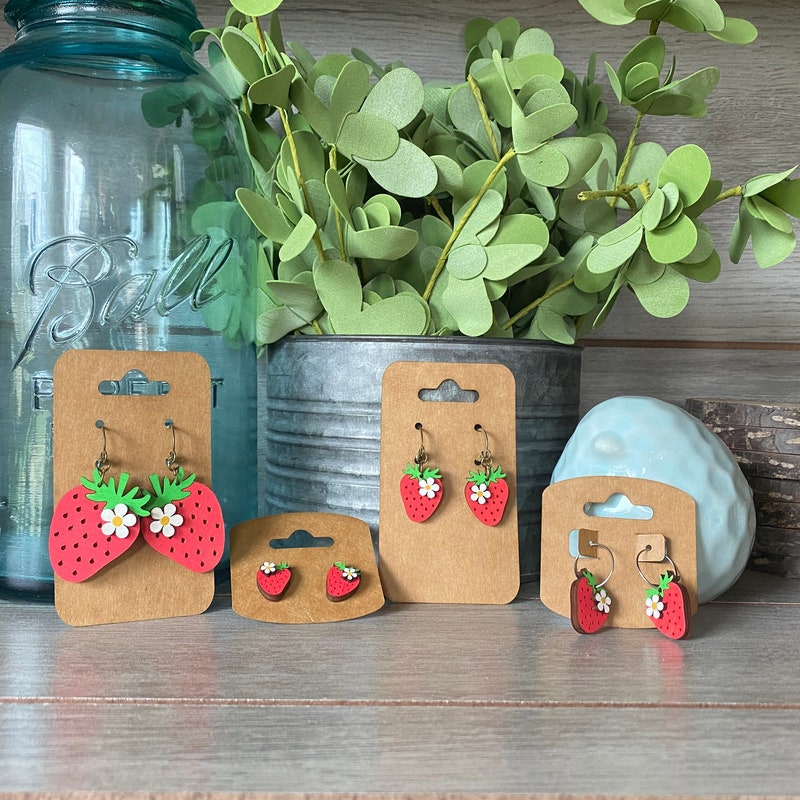 Strawberry Earrings - Etsy