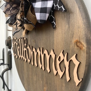 Willkommen German Welcome Sign, Front Door Wooden Wreath, Farmhouse ...