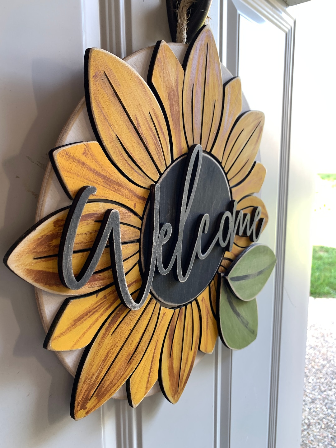 Handmade Sunflower Welcome Sign, Sunflower Lover, Sunflower Door Hanger ...