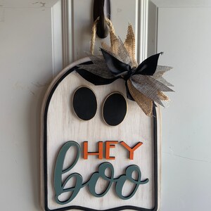Hey Boo Laser Cut Halloween Sign, Handmade Sign, Farmhouse Halloween ...
