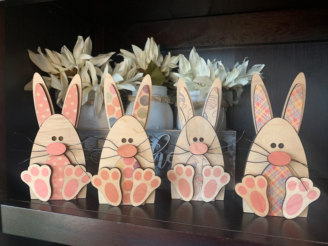 Handmade Wooden Easter Bunnies, Easter Decor, Spring Decor, Wooden ...