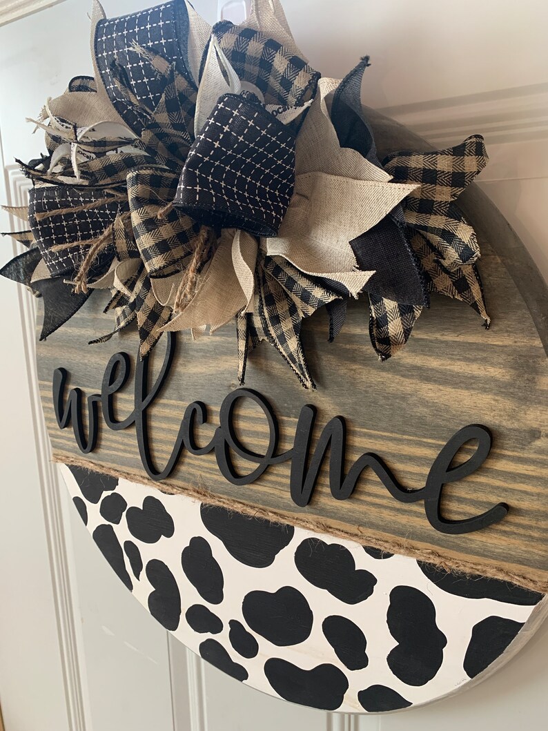 Hand Painted Cow Door Hanger Cow Door Wreath Rustic Door - Etsy