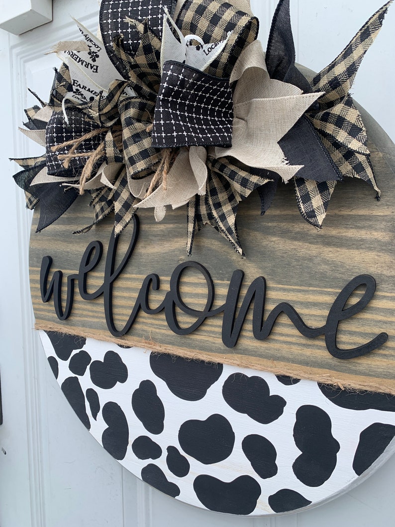 Hand Painted Cow Door Hanger Cow Door Wreath Rustic Door - Etsy