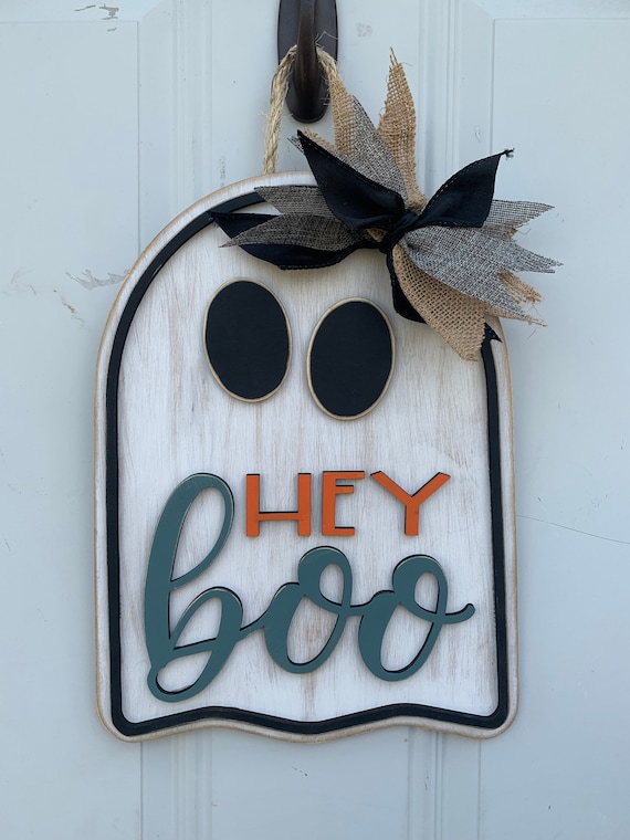 Hey Boo Laser Cut Halloween Sign Handmade Sign Farmhouse | Etsy