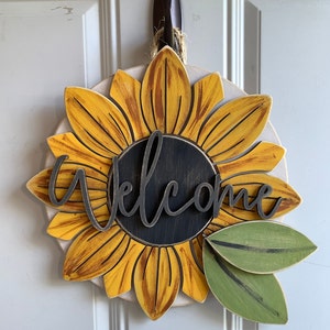 Handmade Sunflower Welcome Sign, Sunflower Lover, Sunflower Door Hanger ...