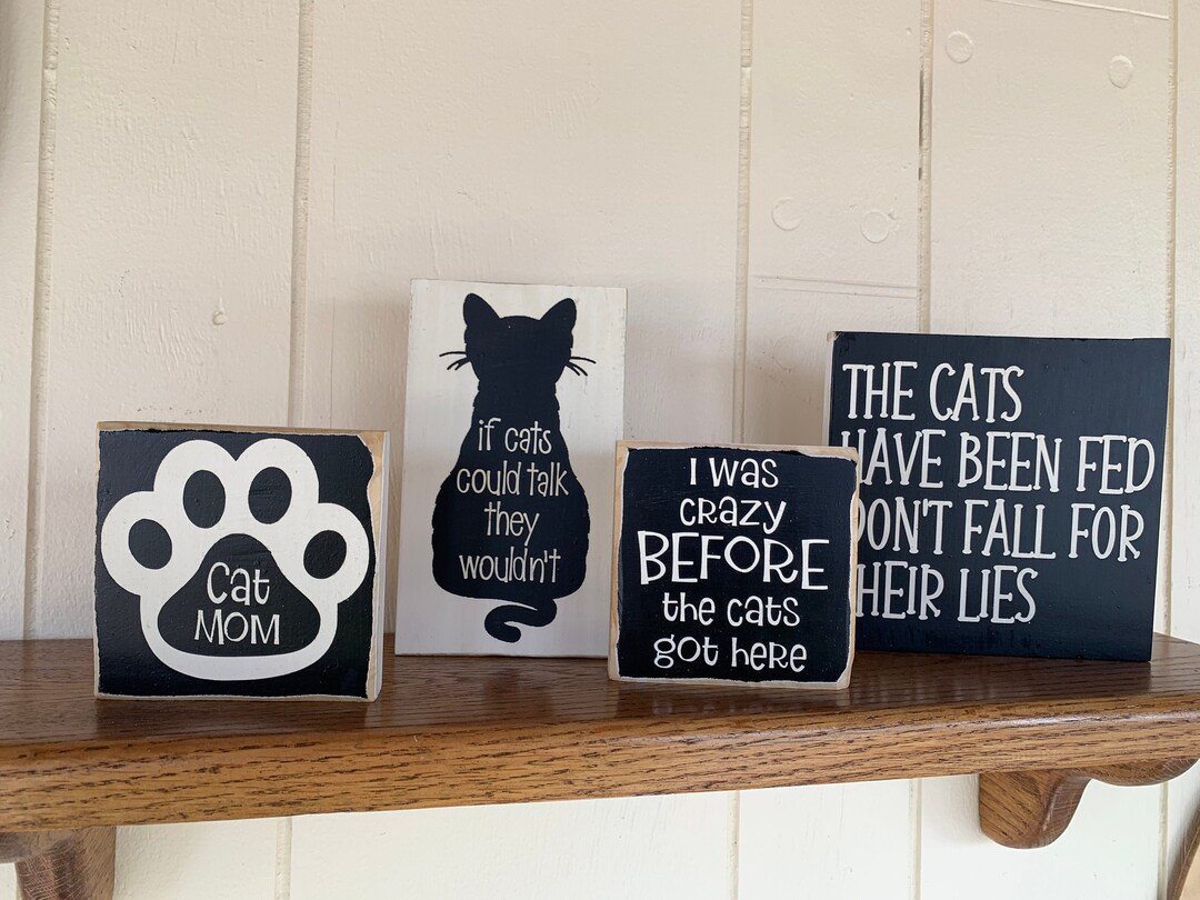 Funny Cat Signs: Farmhouse Style Wood Decor, Cat Lover Gift - Etsy