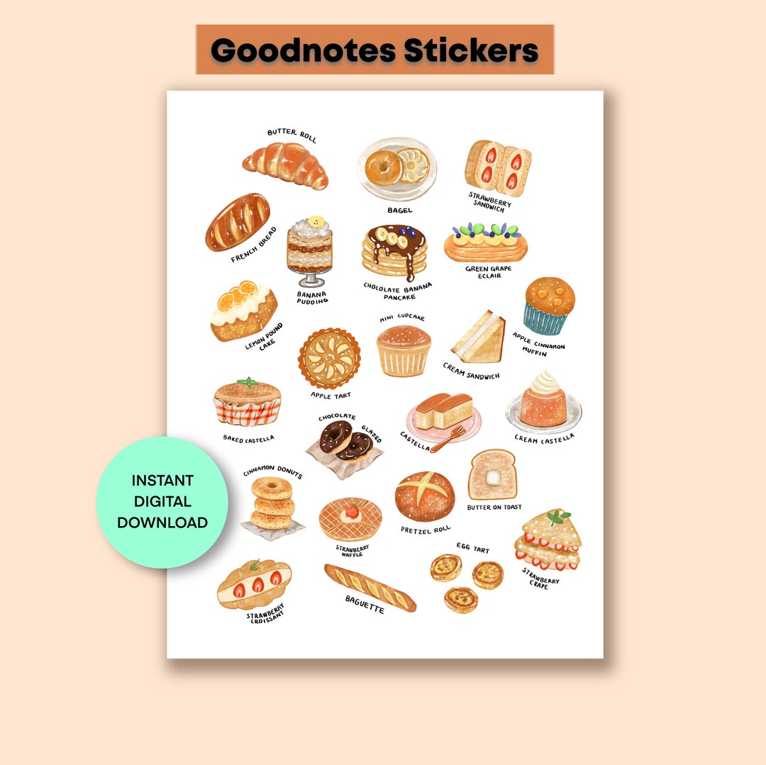 Bread Stickers, Goodnotes Stickers, Bread Goodnotes Stickers, Digital ...